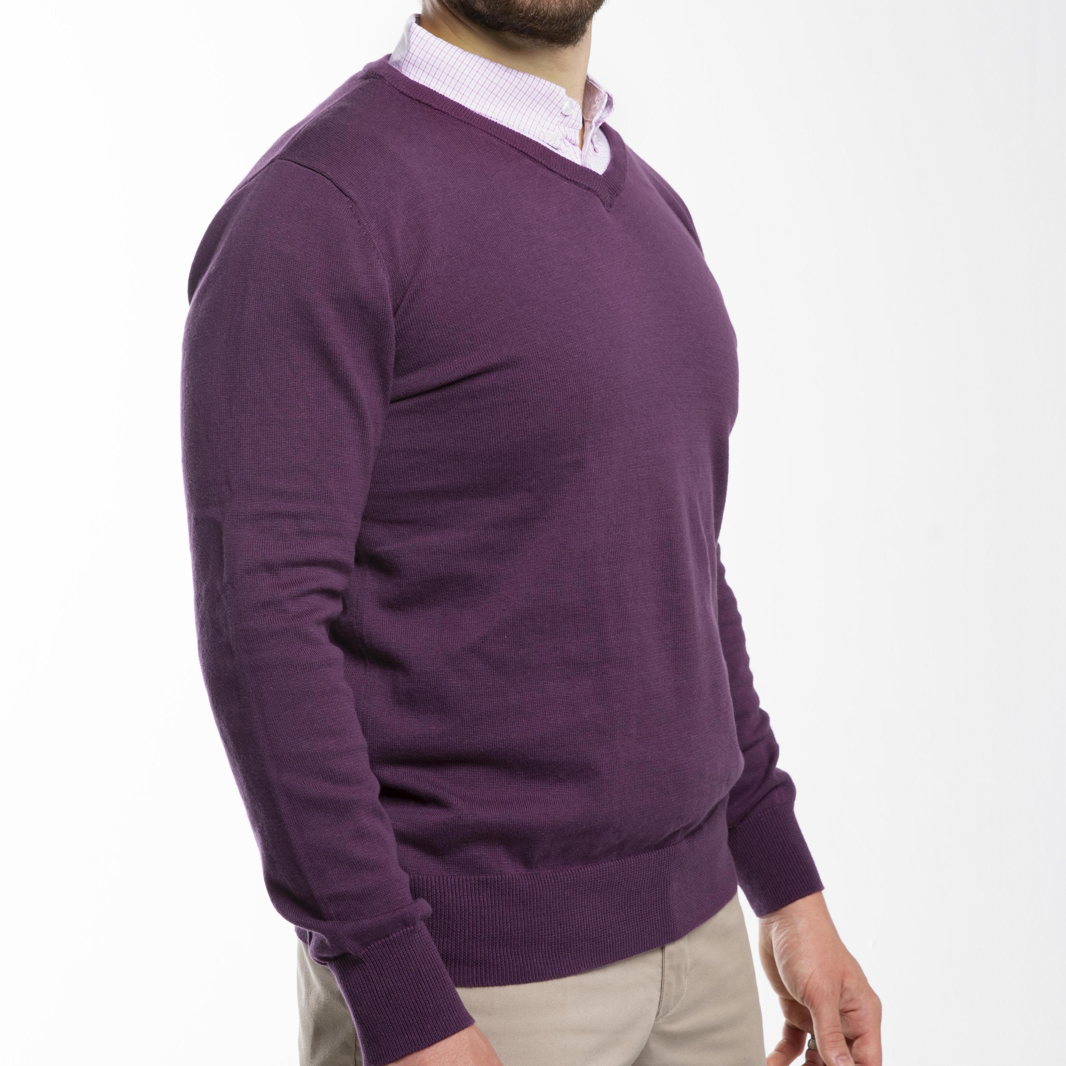 Men’s Plum Sweater with Plum Check Collared Shirt – Flying Point Apparel